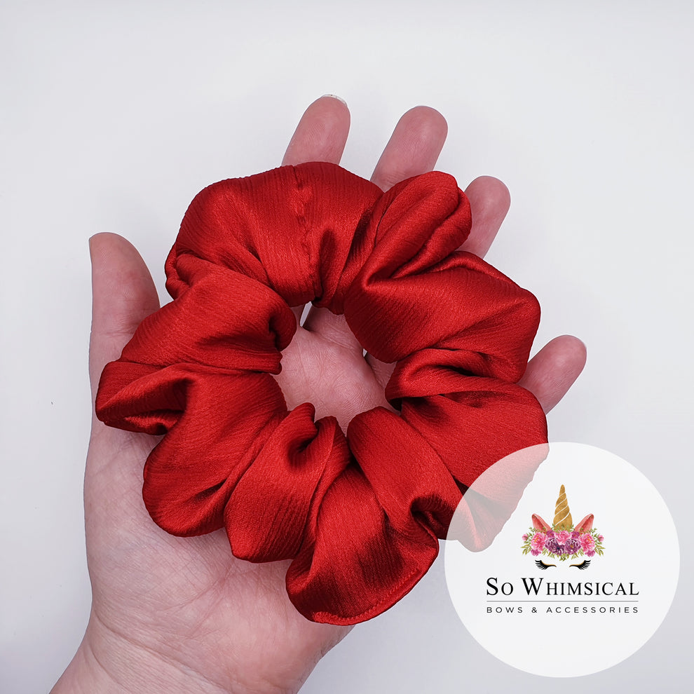 Metallic Satin Red Scrunchie Medium – So Whimsical